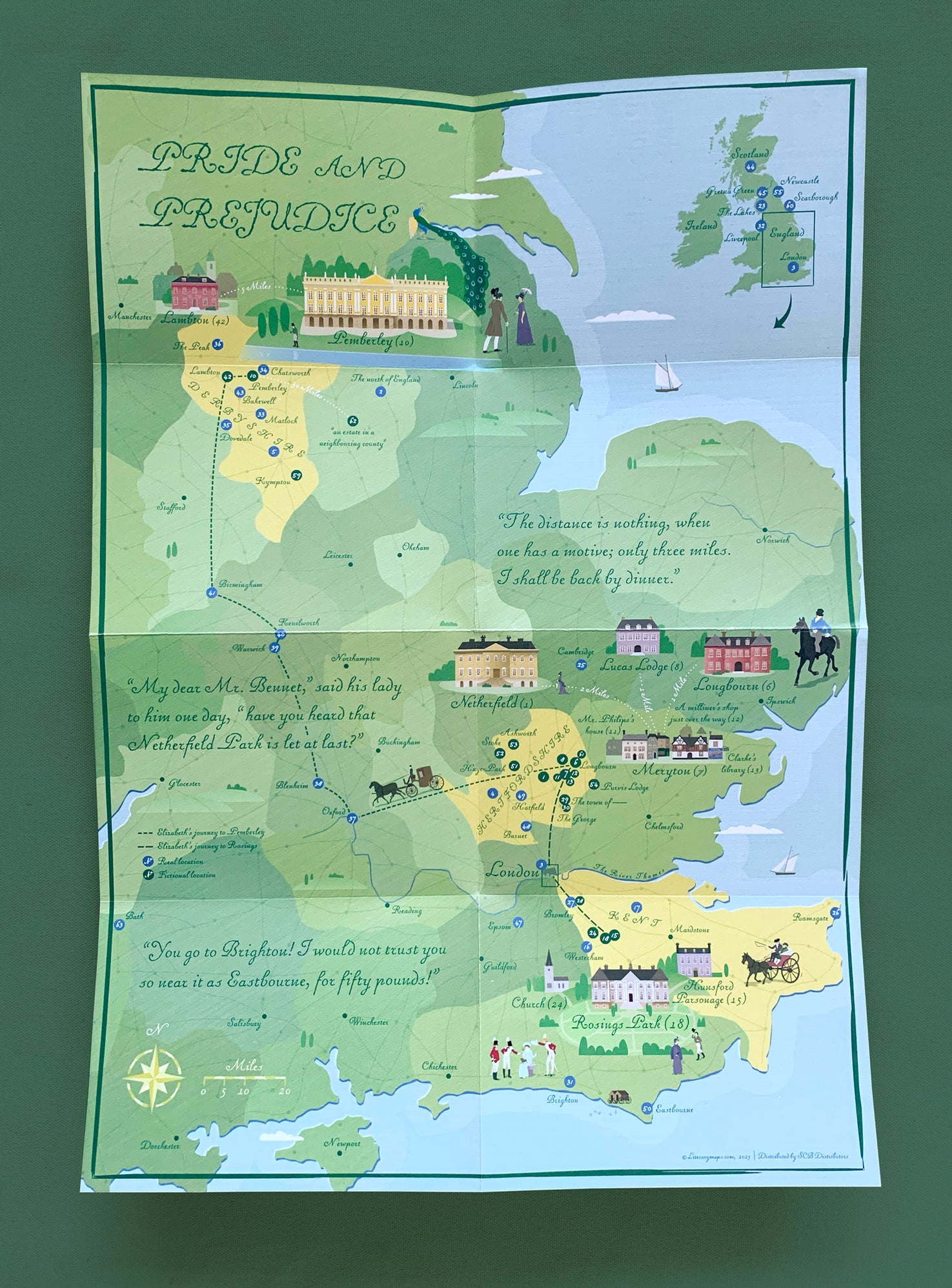 Jane Austen, Pride and Prejudice Map — Gazelle Book Services Ltd